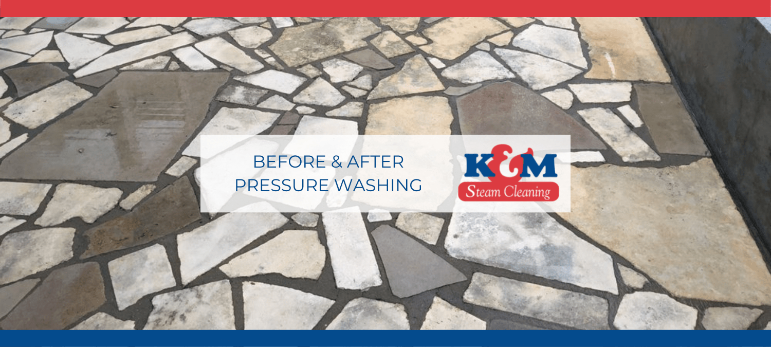 Before & After: Stone Patio Pressure Washing | K&M Steam Cleaning